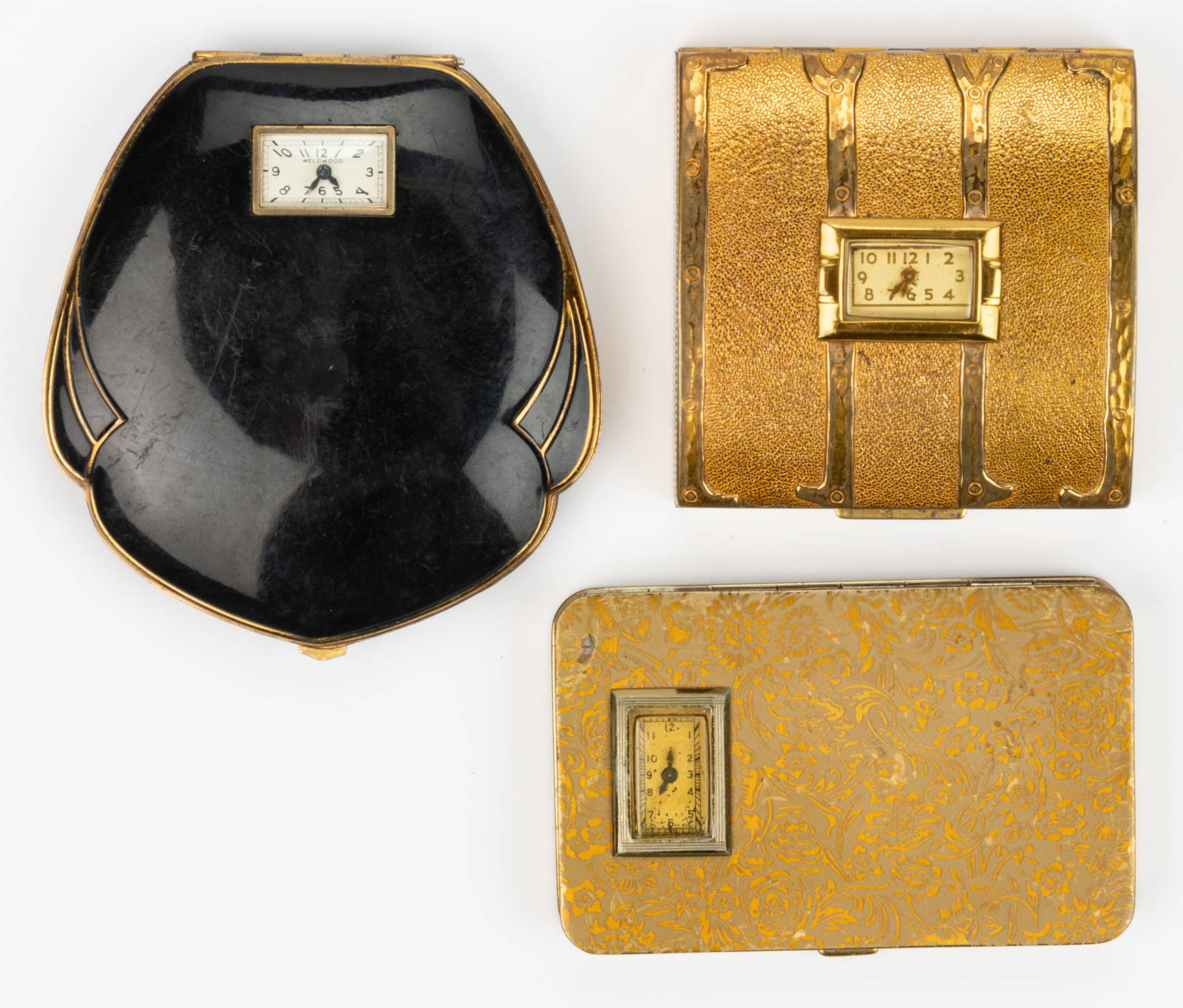 Vintage Evans And Illinois Watch / Clock Lady's Compacts, Lot Of Three ...