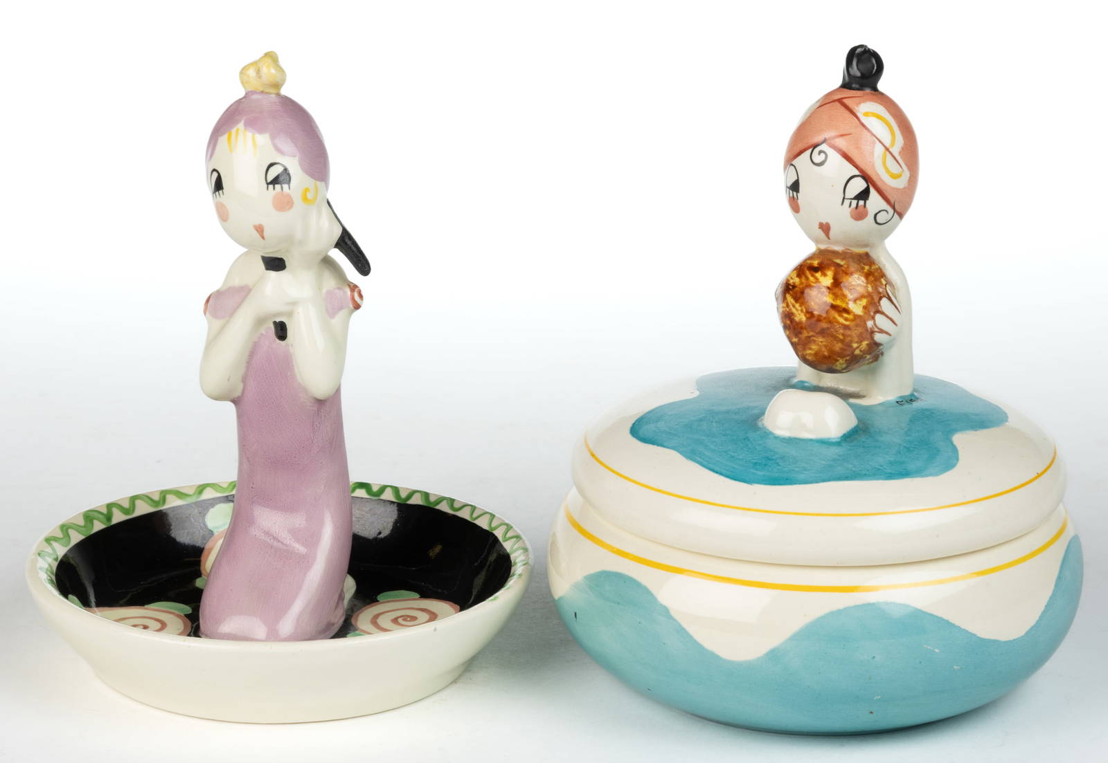 Signed Annie Fish (british, 1890-1964), Fulper Pottery Bathing ...