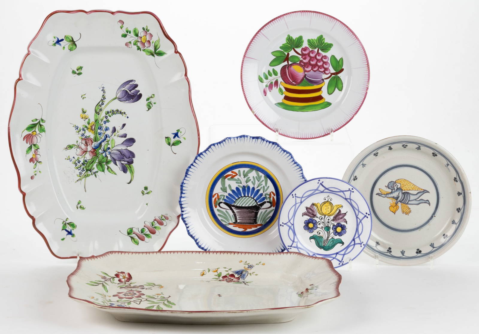 French Faience And Other Ceramic Table Articles, Lot Of Six Auction