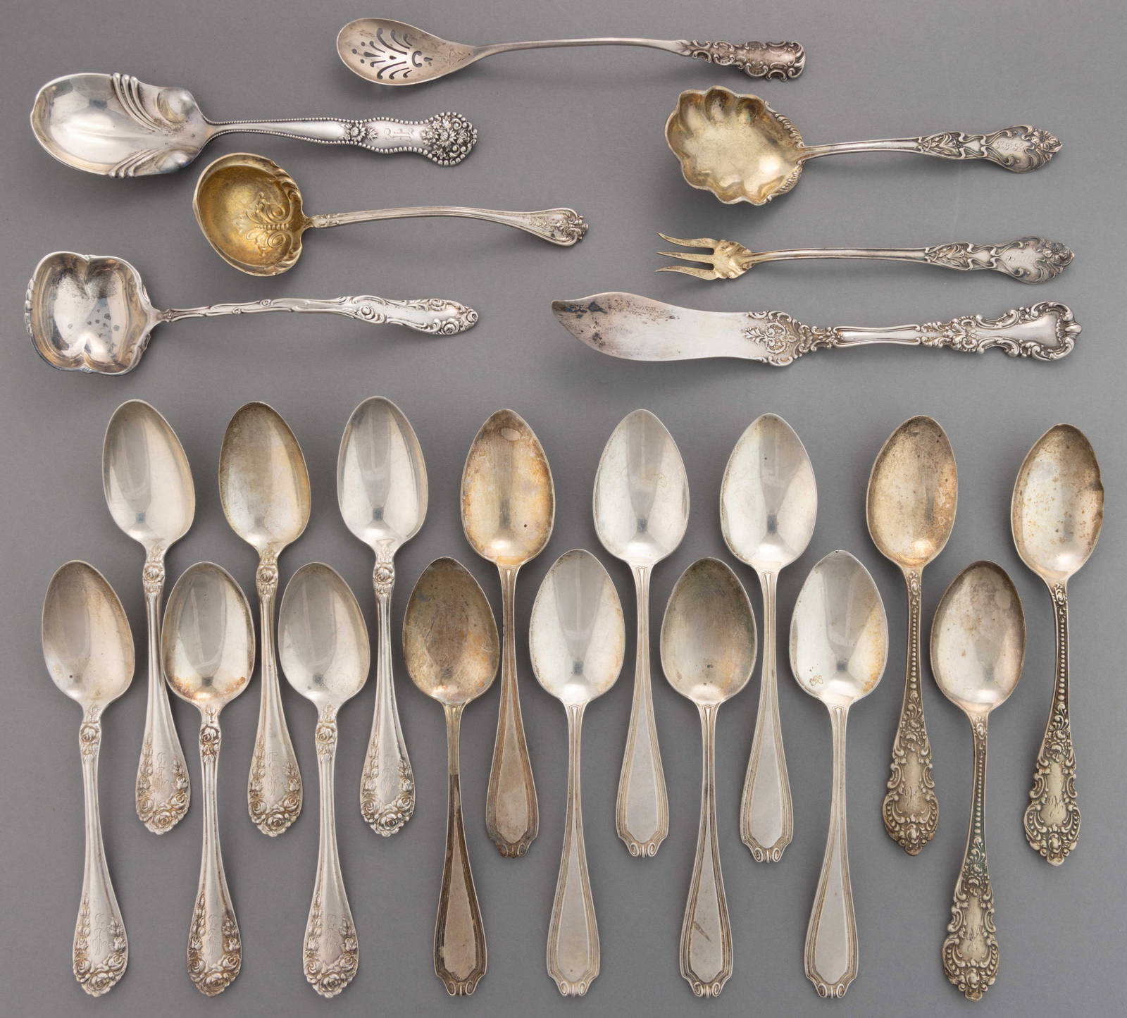 Wallace And Other Sterling Silver Spoons And Serving Utensils, Lot Of ...