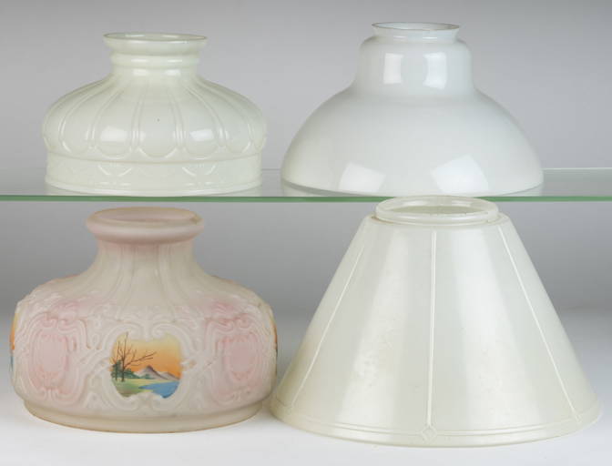 Assorted Aladdin And Coleman Lamp Shades, Lot Of Four