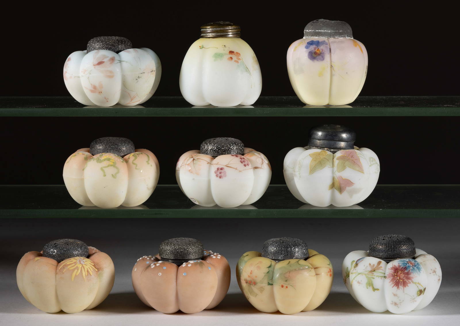 Mt. Washington Tomato / Lobed Enamel-decorated Art Glass Salt And ...