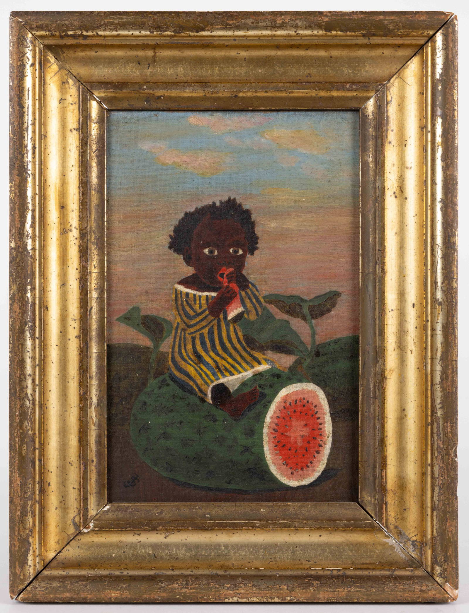 American School (19th Century) Folk Art Black Americana Painting Auction