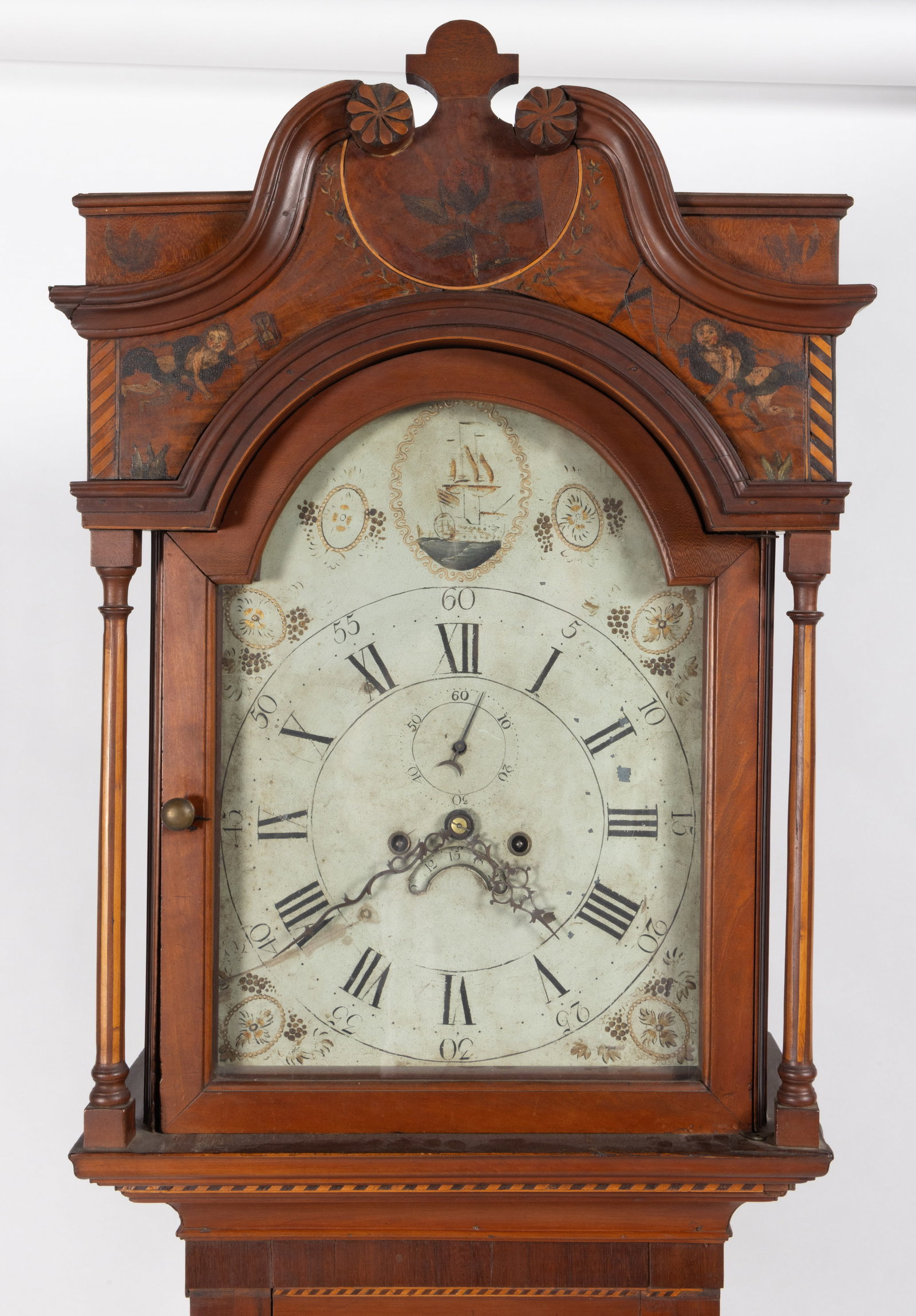 New England Chippendale Inlaid Cherry Tall Case Clock Auction