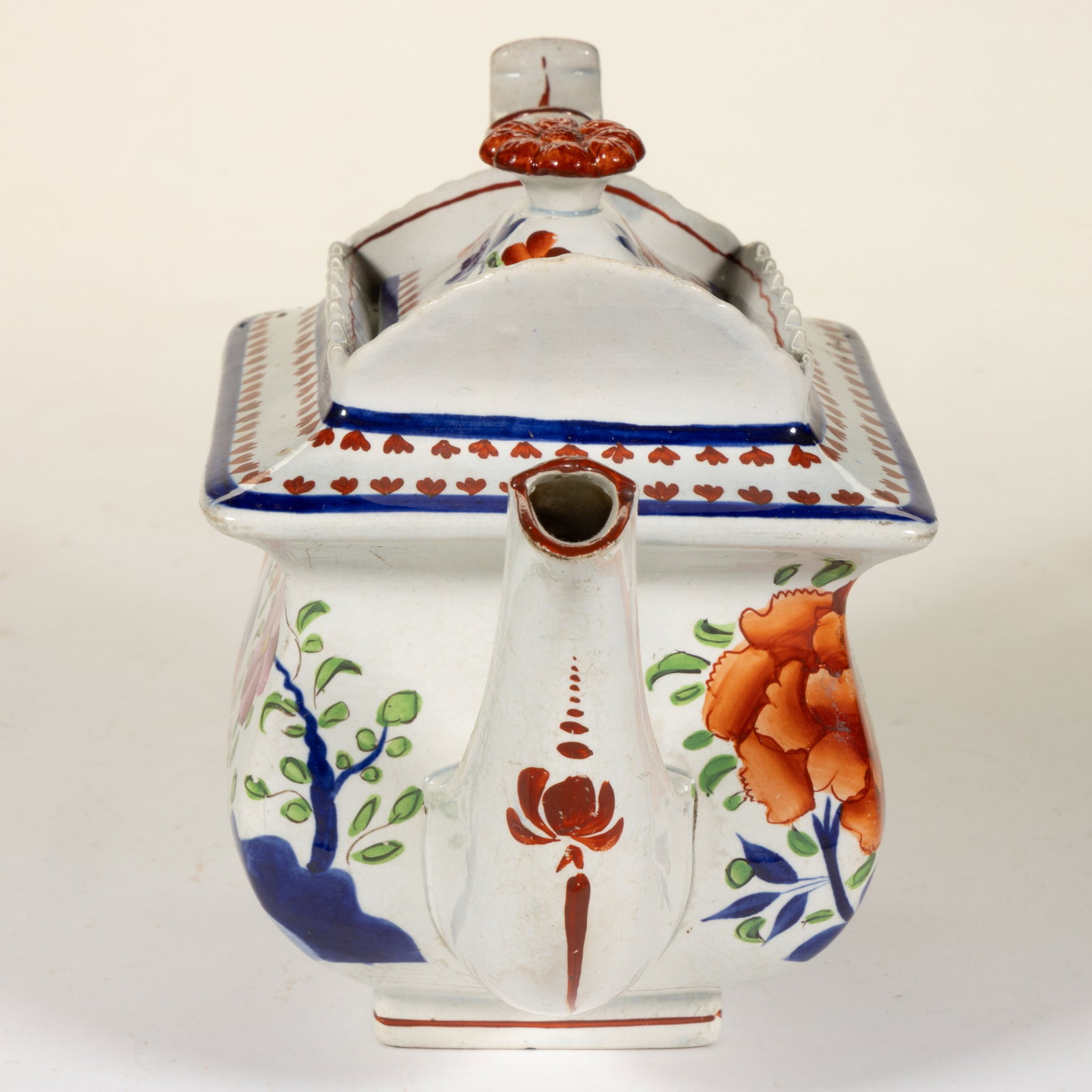 English Pearlware Hand-painted Gaudy Dutch Ceramic Teapot Auction