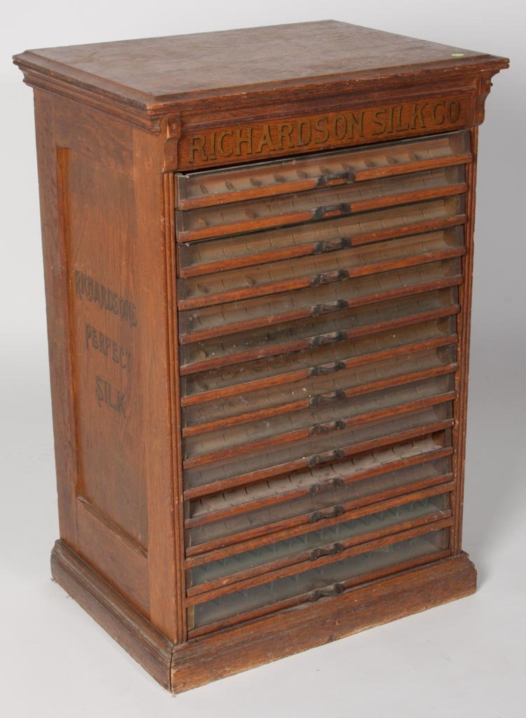 Richardson Silk Co. Oak Spool Cabinet