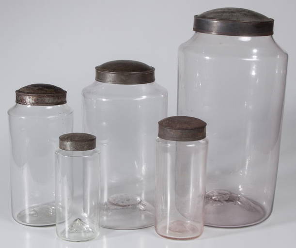 Free Blown Glass Apothecary Or Store Jars, Graduated