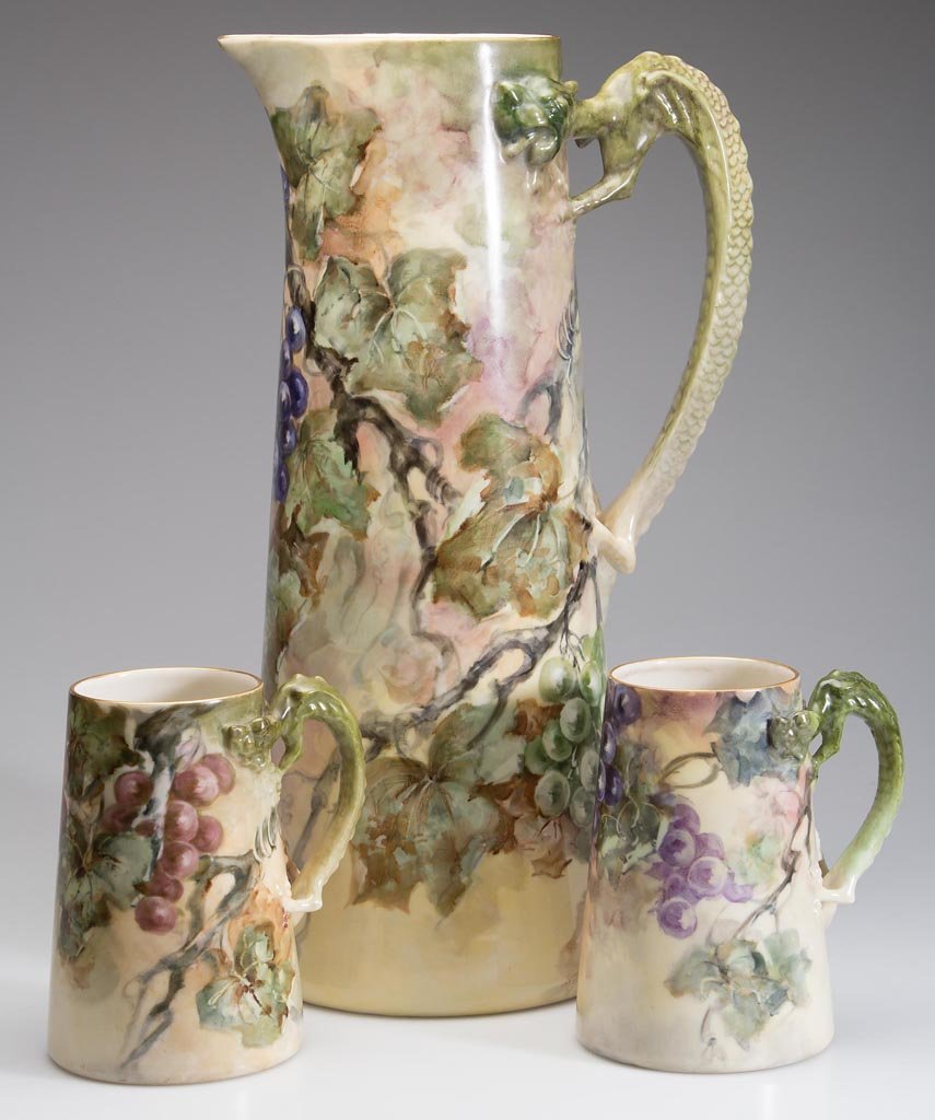 WILLETS BELLEEK PORCELAIN TANKARD PITCHER AND TWO