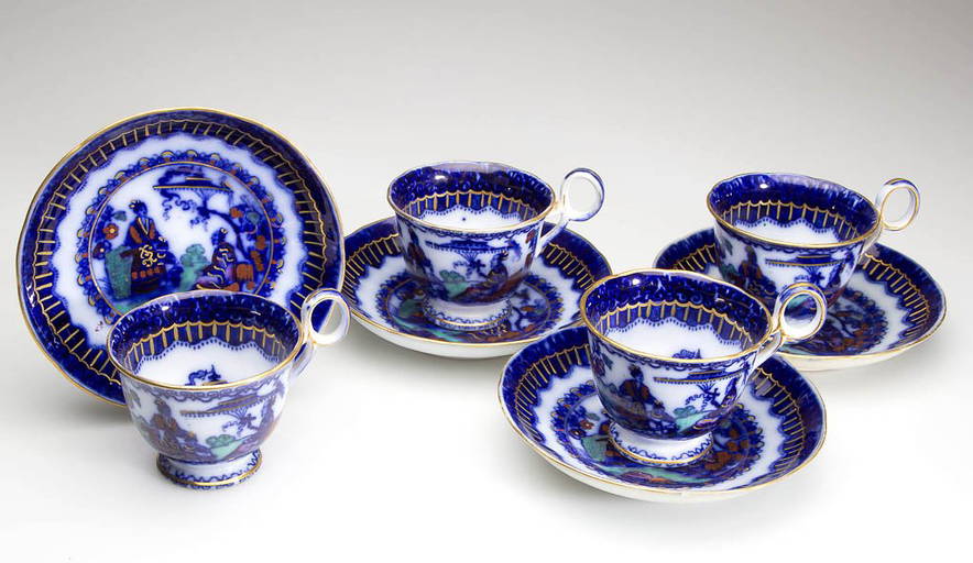 Samuel Alcock Pottery Flow Blue "kremlin" Pattern Cup