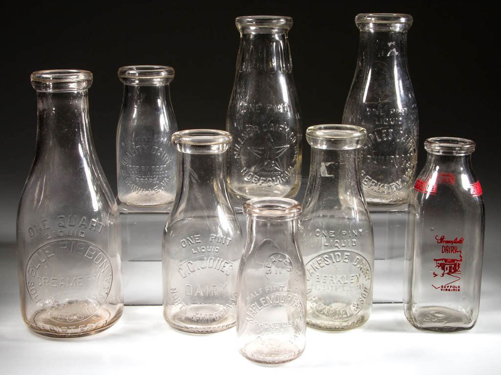 ASSORTED VIRGINIA DAIRY MILK BOTTLES, LOT OF EIGHT
