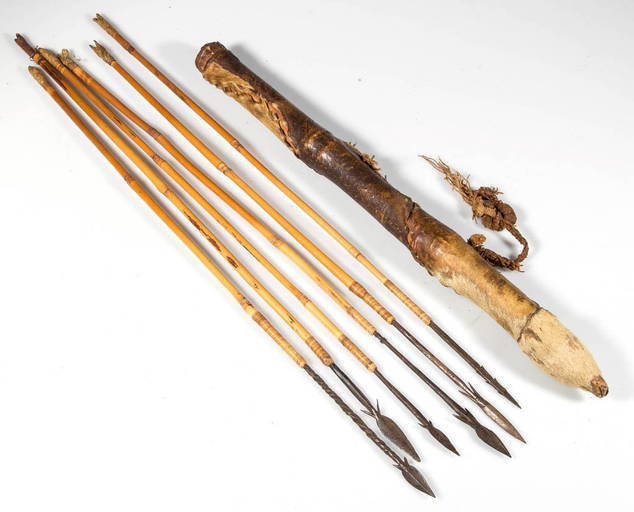 African Pygmy Quiver And Six Arrows