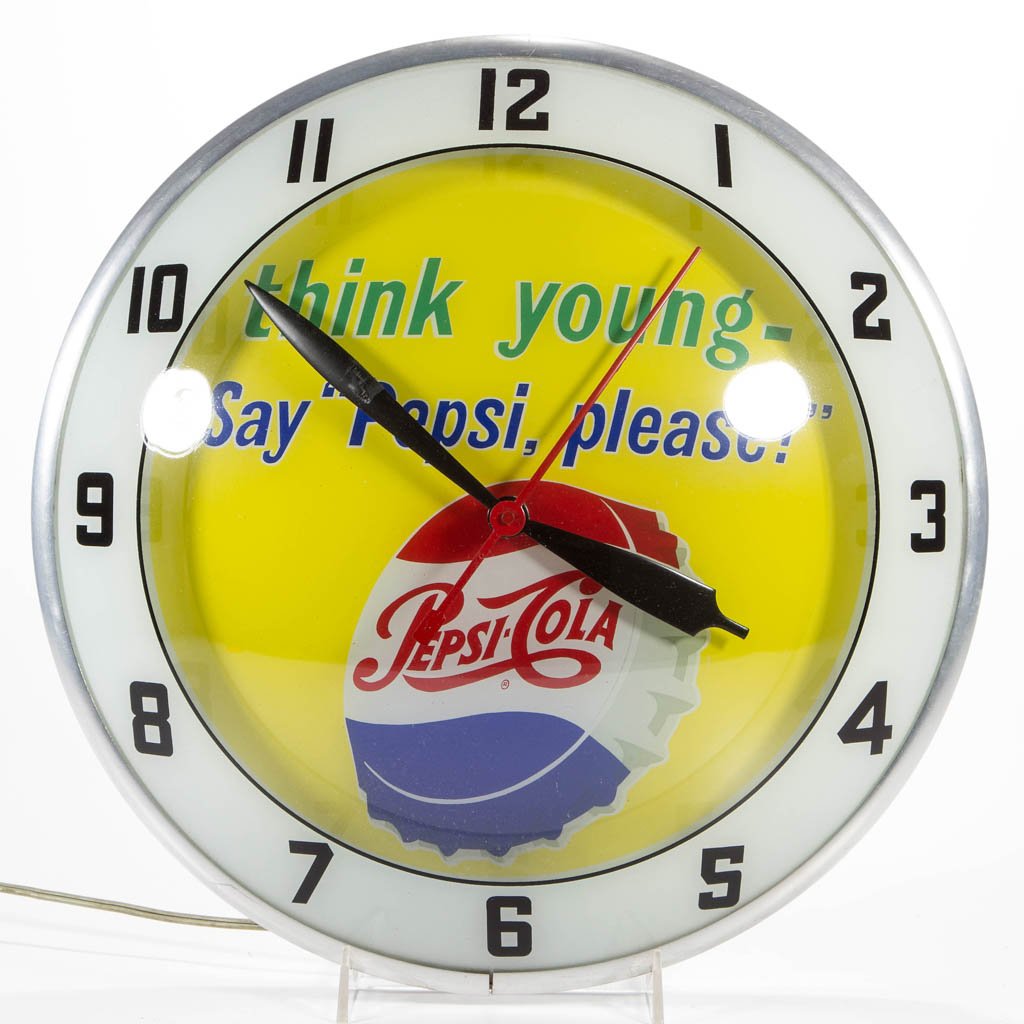 PEPSI-COLA LIGHT-UP ADVERTISING DOUBLE BUBBLE CLOCK