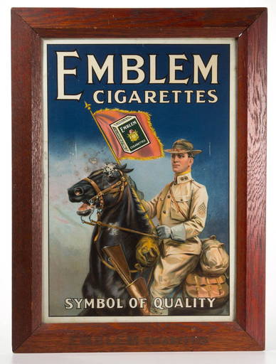 Emblem Cigarettes Paper Advertising Sign