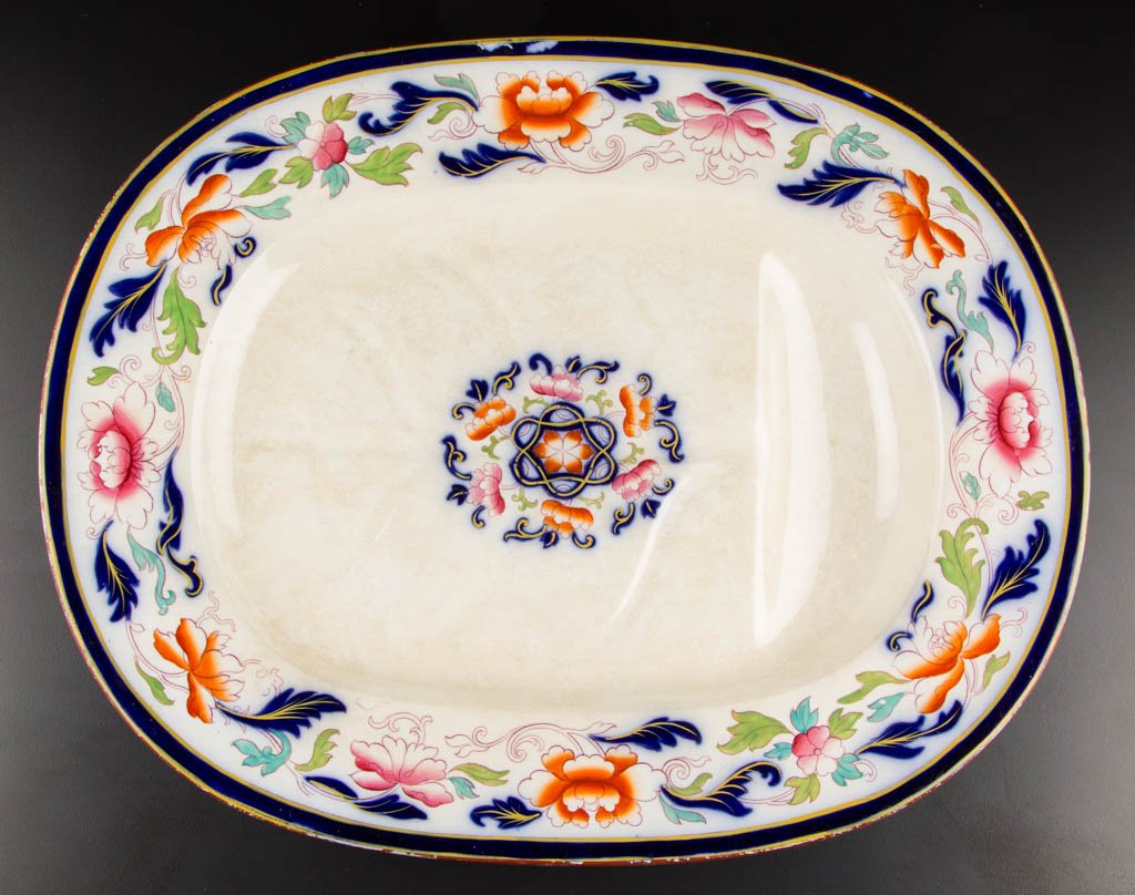 English Or Scottish Ironstone Flow Blue Well And Tree