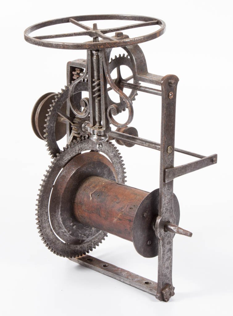 WROUGHT-IRON HEARTH CLOCKWORK SPIT JACK