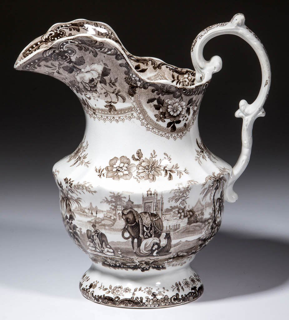 ENGLISH TRANSFER-PRINTED CERAMIC PITCHER