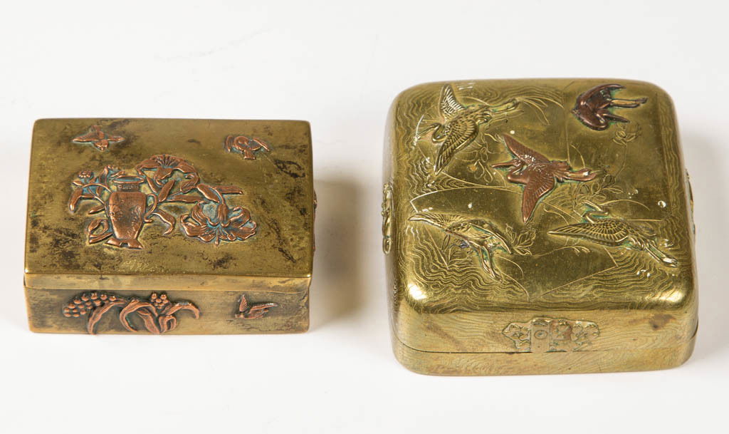 CHINESE MIXED-METAL BOXES, LOT OF TWO