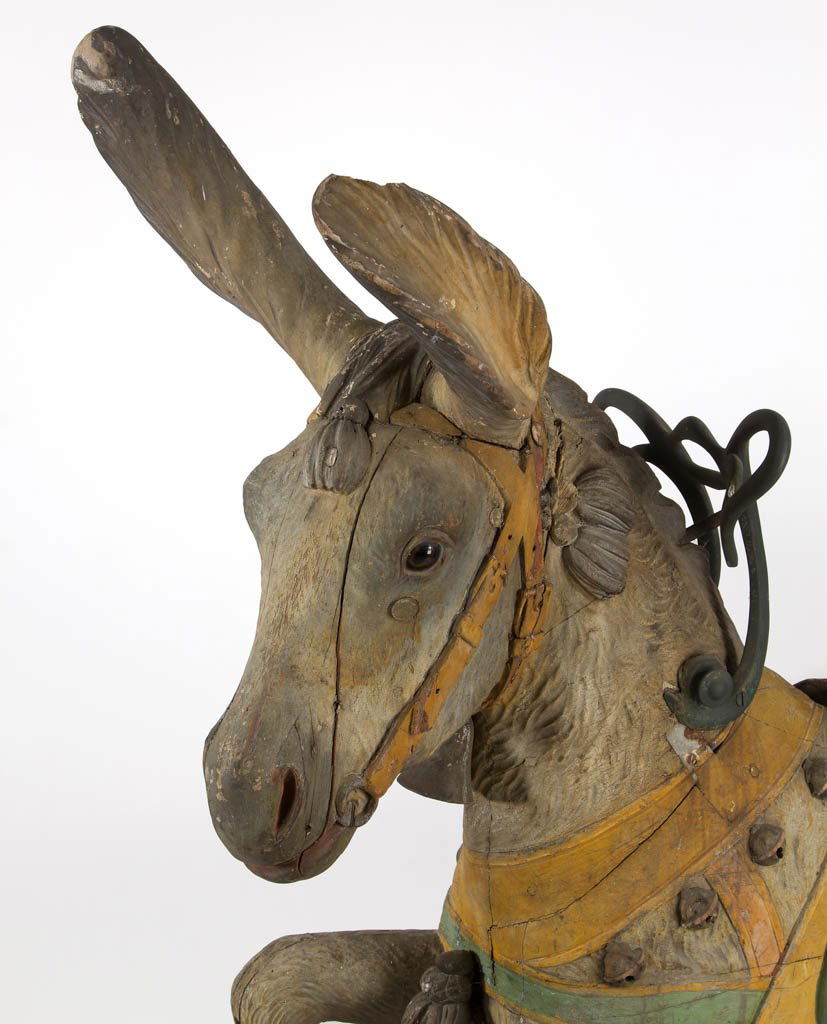 WHIMSICAL CARVED HOLLOW-BODY CAROUSEL DONKEY