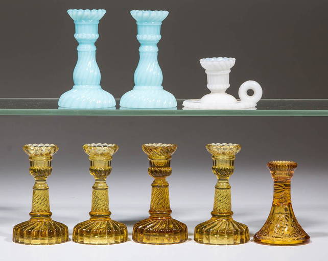 Assorted Children's Glass Toy Candlesticks / Candle