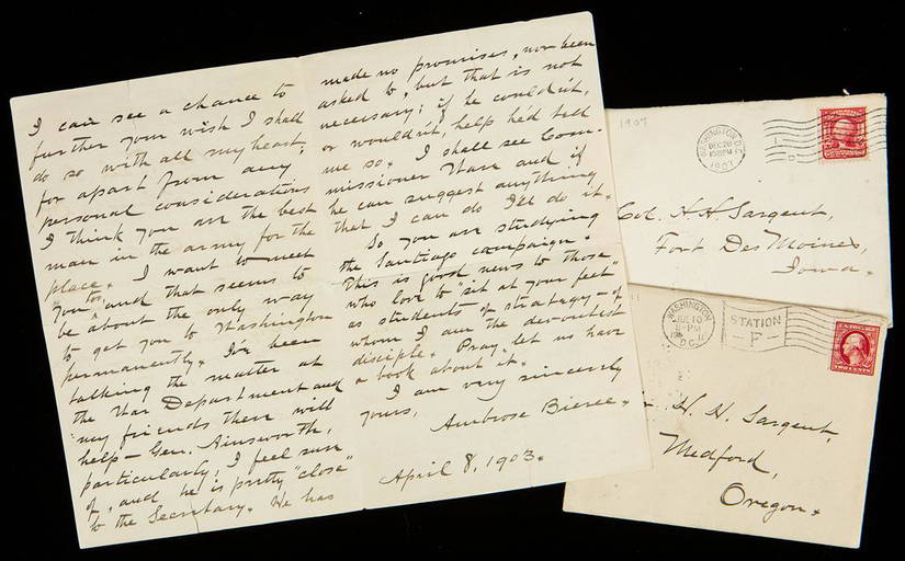 Bierce, Ambrose Three Autograph Letters Signed