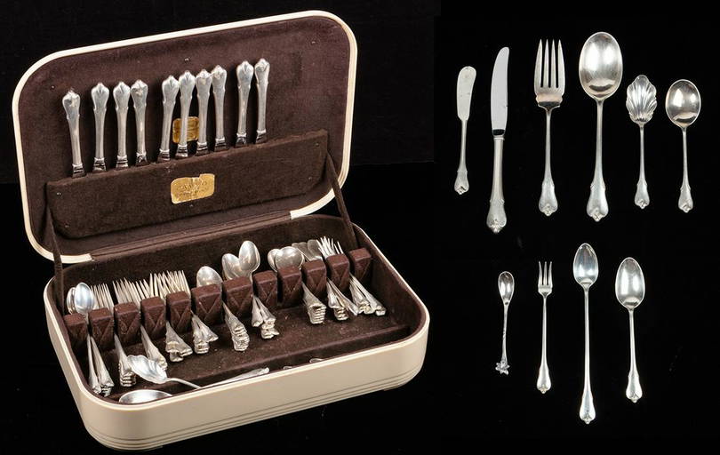 76 Piece Place Setting Of Wallace Sterling Silver Grand