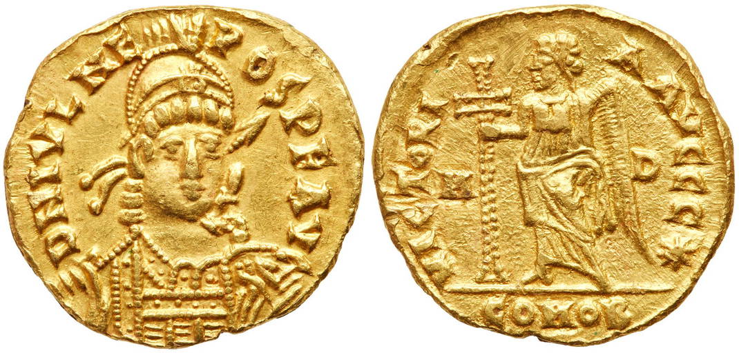 Julius Nepos. Gold Solidus (4.38 G), First Reign, Ad