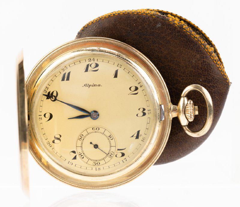 14K Yellow Gold Cased Alpina Hunter Pocket Watch, Dated 1933 in Working ...