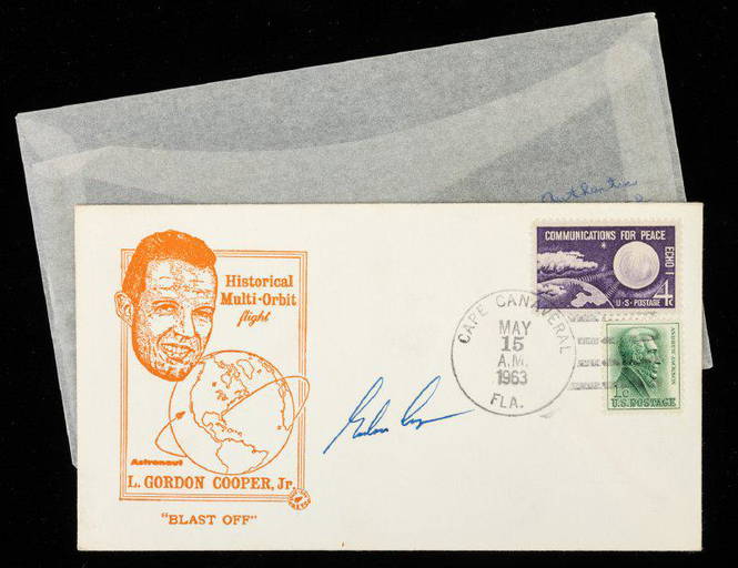 Gordon Cooper Signed "Blast Off" Cachet Mercury-Atlas 9 Launch Cover ...