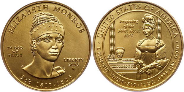 2008 W $10 Proof Elizabeth Monroe Gold Coin Pcgs Pr70dcam