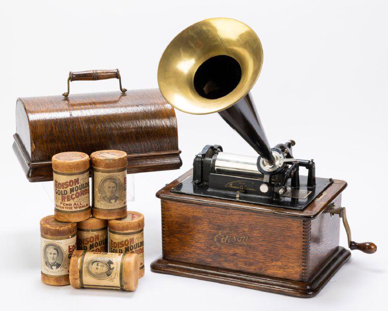 Vintage, Early 1900s Thomas Edison Standard Phonograph + 16 Wax ...