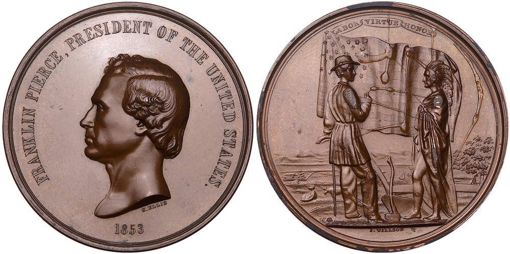 Franklin Pierce. President, 1853-1857. Indian Peace Medal, 1853. PCGS ...
