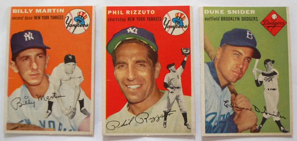 Topps Snider, Rizzuto, Martin 1954 Baseball Cards