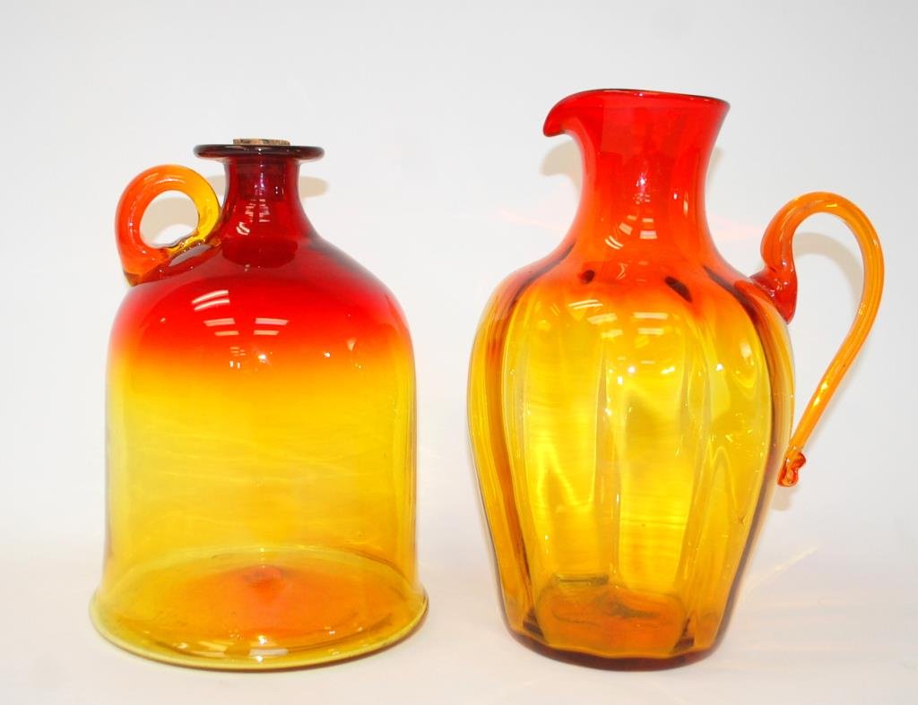 Blenko Amberina Glass Large Pitcher and Jug