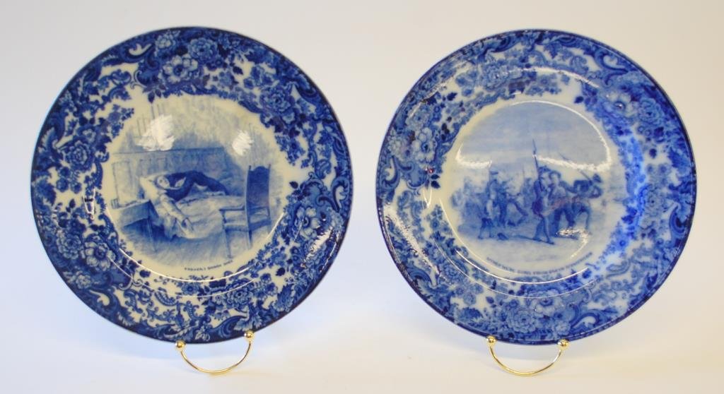2 Wedgewood Evangaline Flow Blue Plates