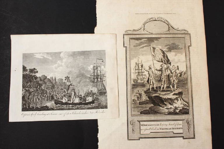 18th Century Engraving "captain Cook Landing At
