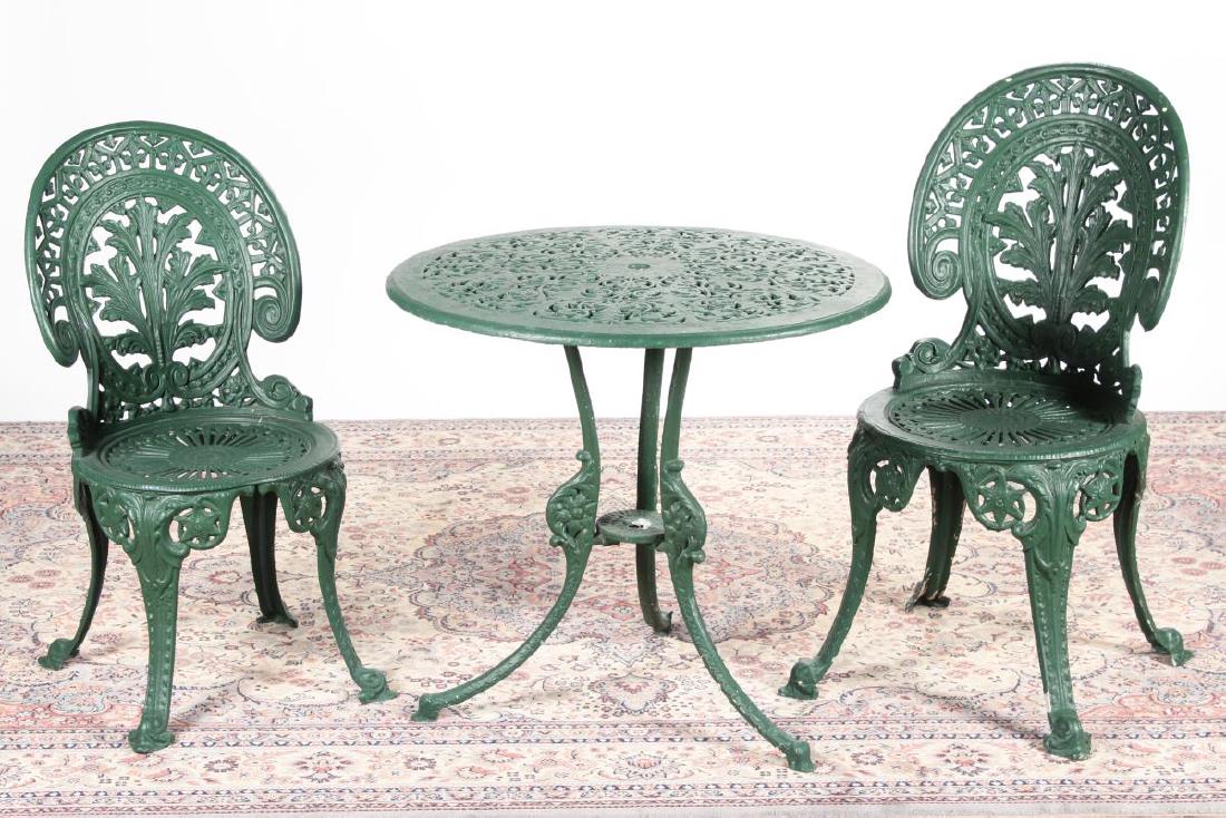Cast Iron Outdoor Garden Table And Two Chairs,