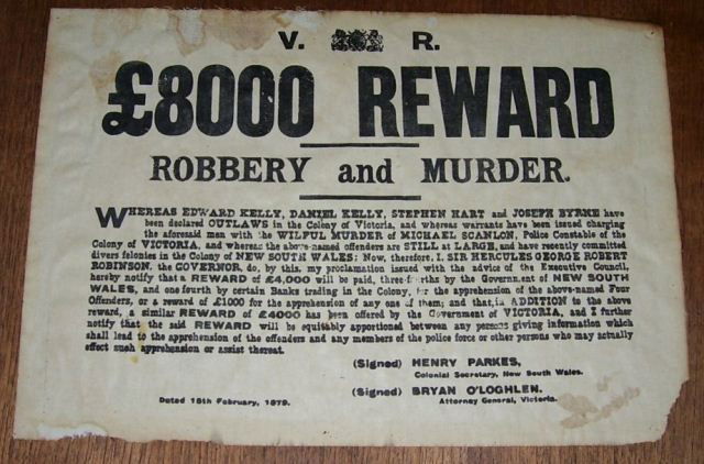 Ned Kelly Reward Poster 1879