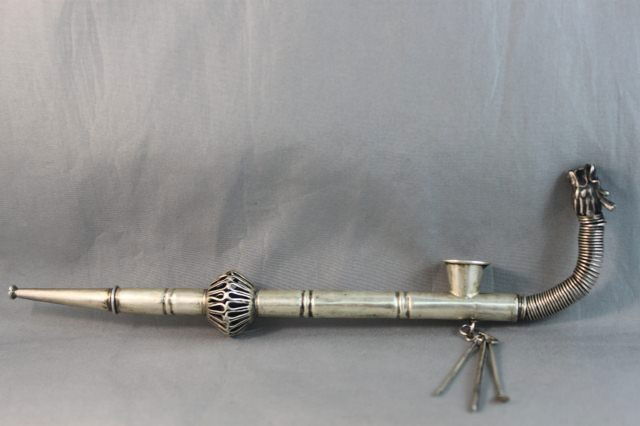 Chinese Silver Opium Pipe,