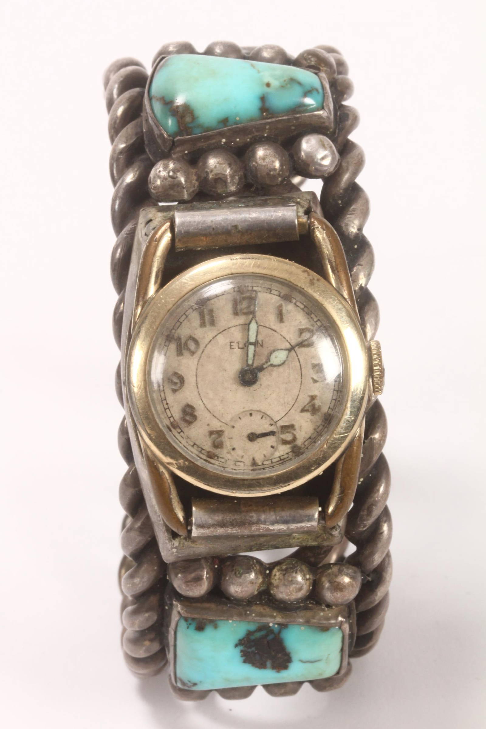 Silver And Turquoise Watch/bracelet, Auction