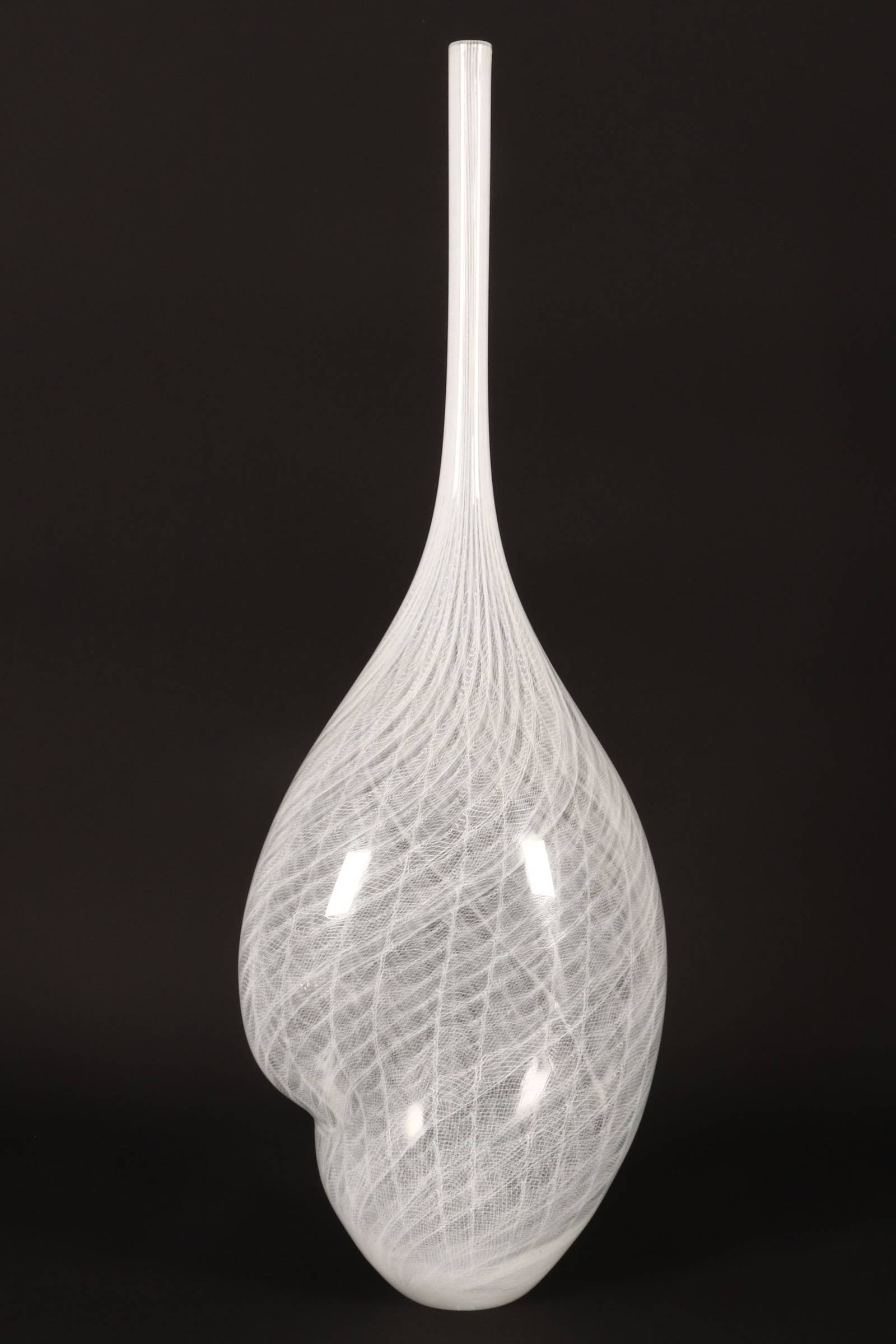 Ben Edols Large Latticino Glass Vase, Auction