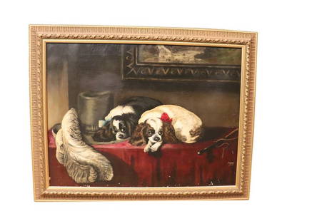 Buy Cocker Spaniel & Two Dogs Friends Antique English Dog Painting ...