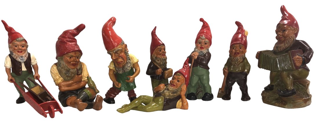 Collection Of 8 Original Heissner Garden Gnomes Auction