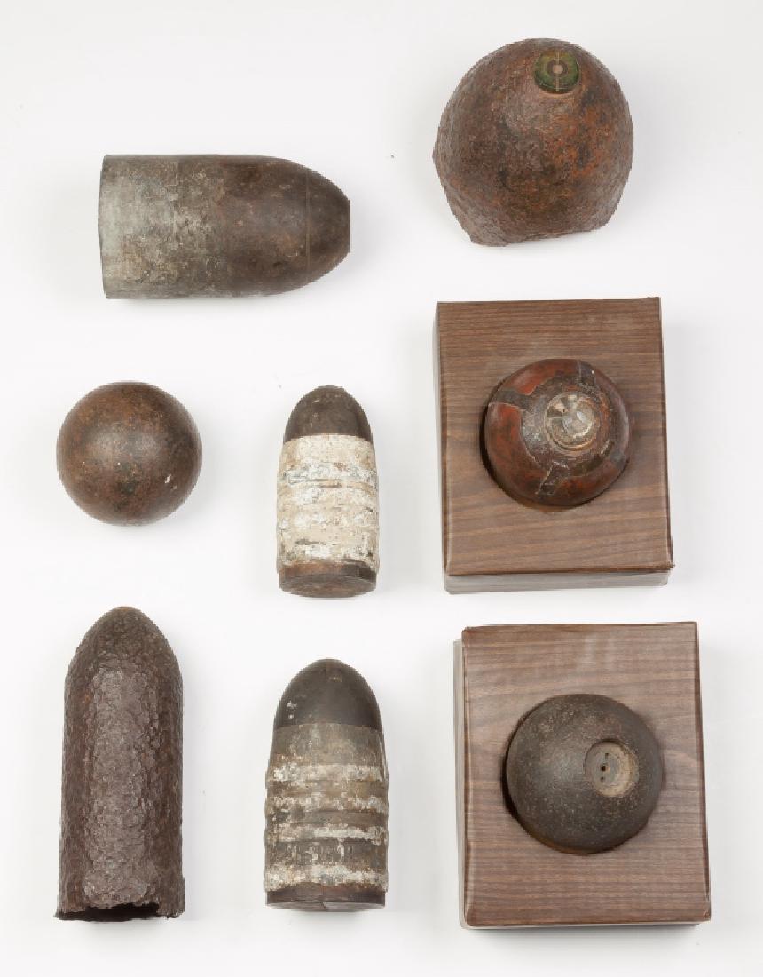 Eight Civil War Artillery Projectiles