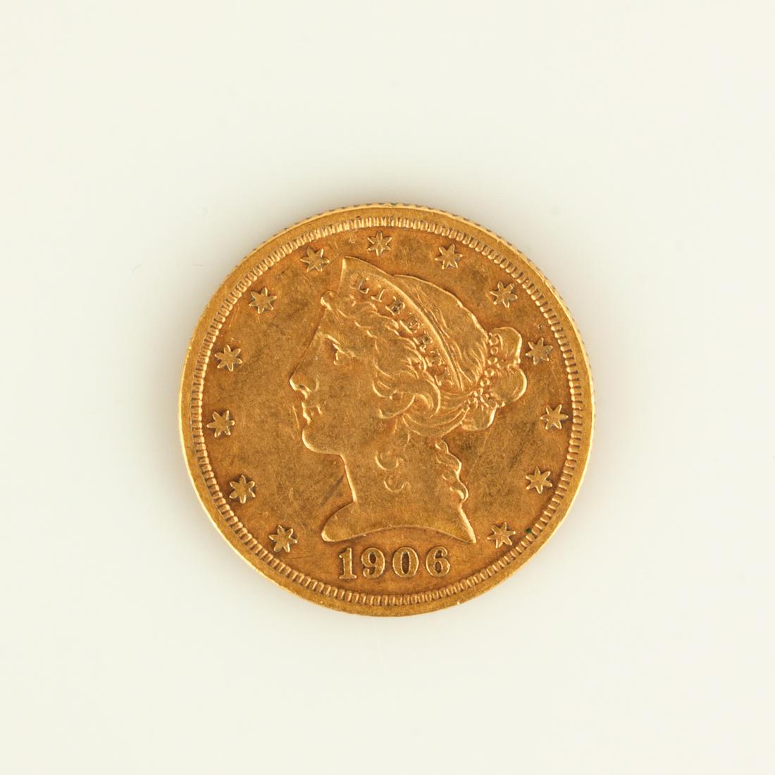 Us 1906 $5 Gold Coin