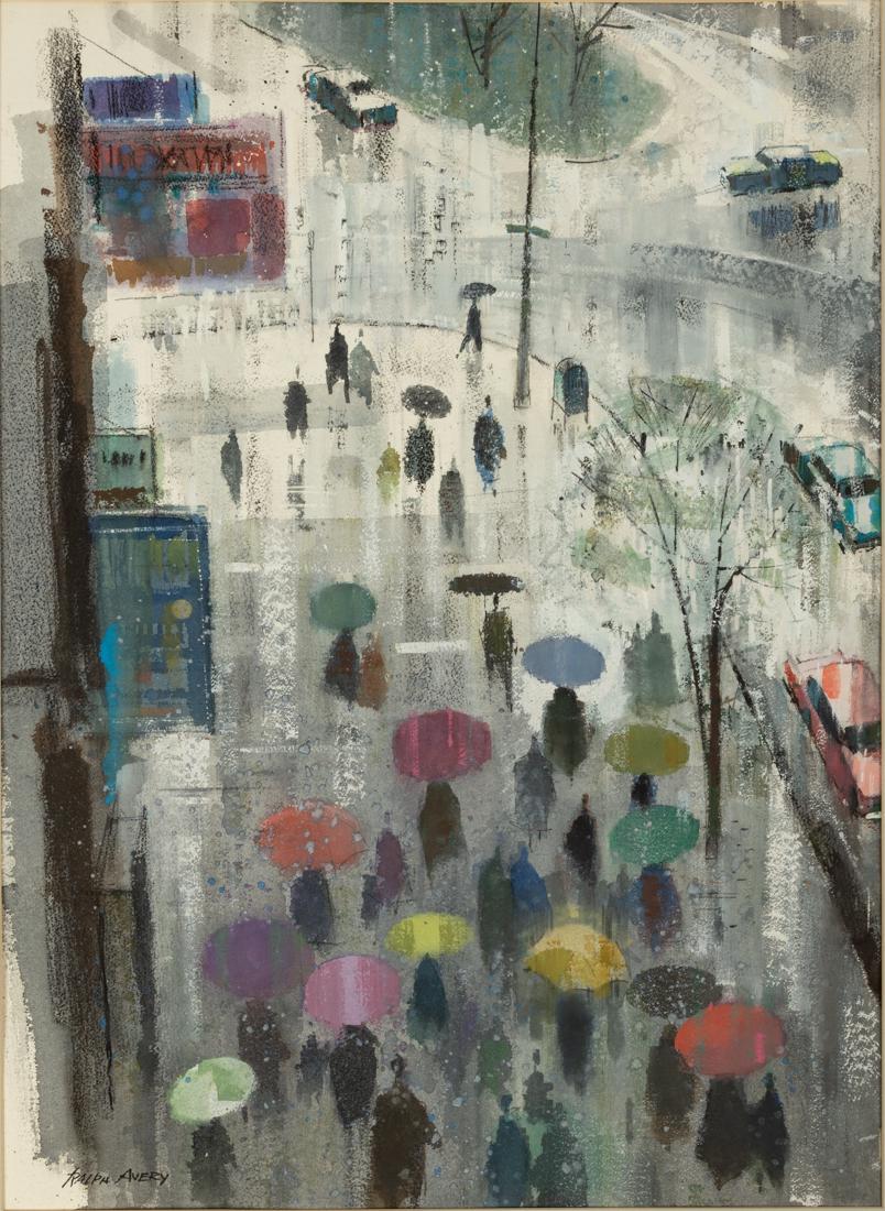 Ralph Avery (american, 1906 1976) Rainy Street Scene
