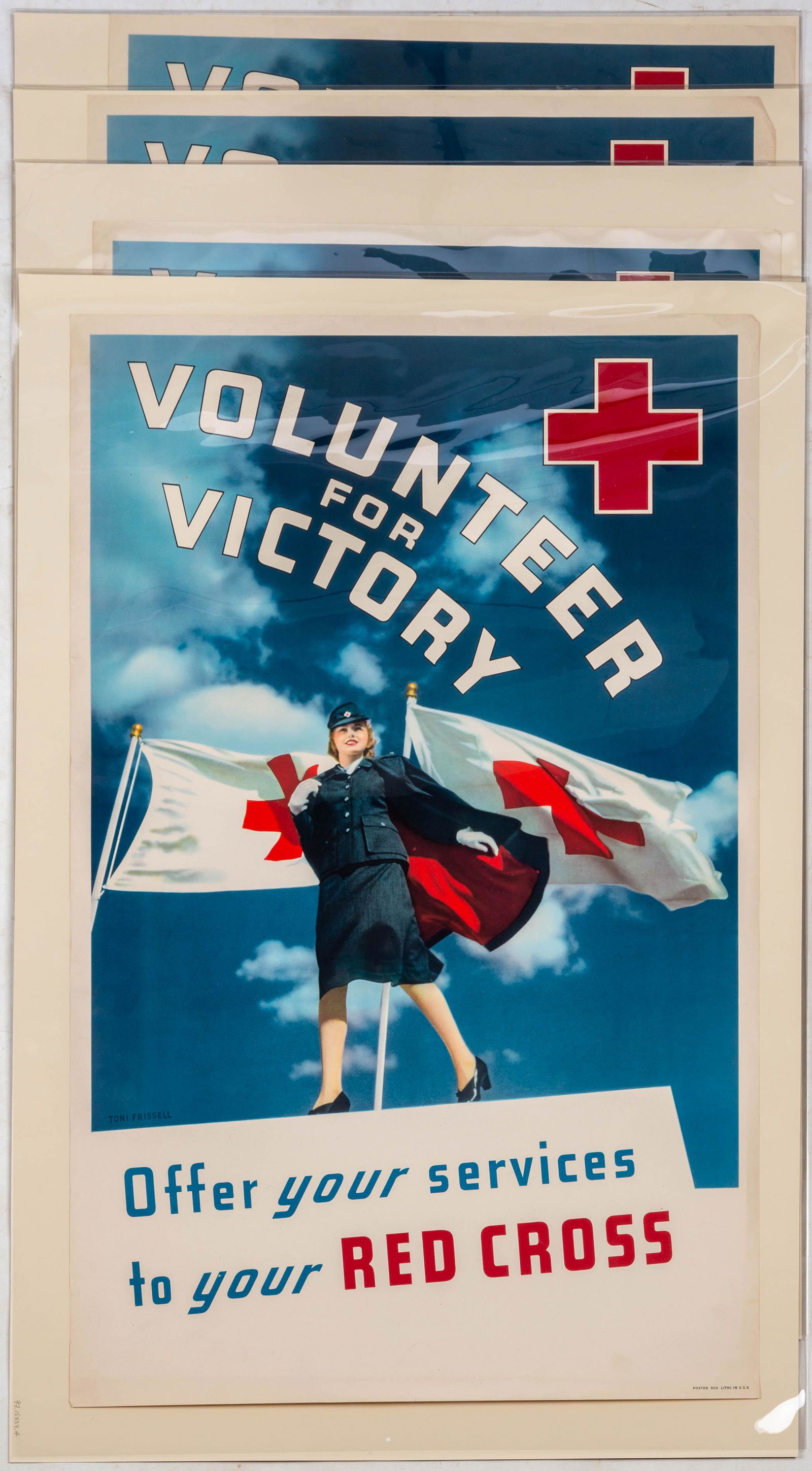 (4) Wwii, Volunteer For Victory, Red Cross Posters