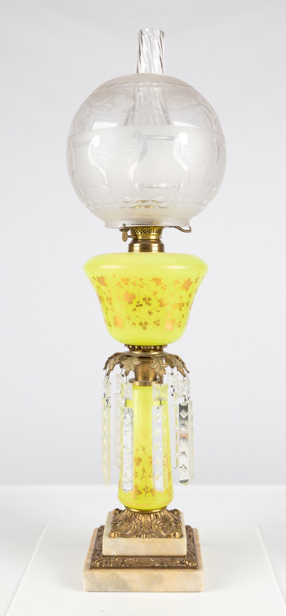 Boston and Sandwich Glass Company Yellow Opaline Oil Lamp - Nov 03 ...