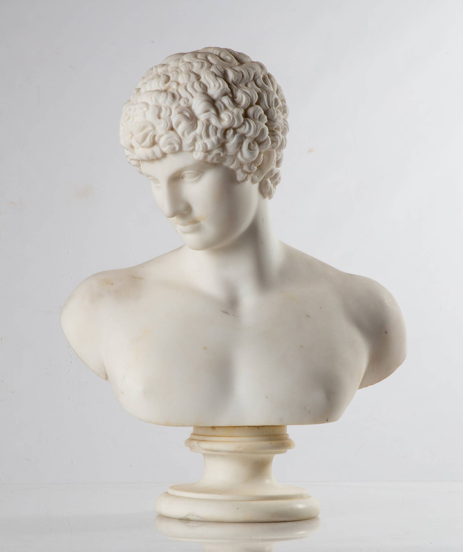 Marble Bust Of Capitoline (antinous) On Marble Socle Auction