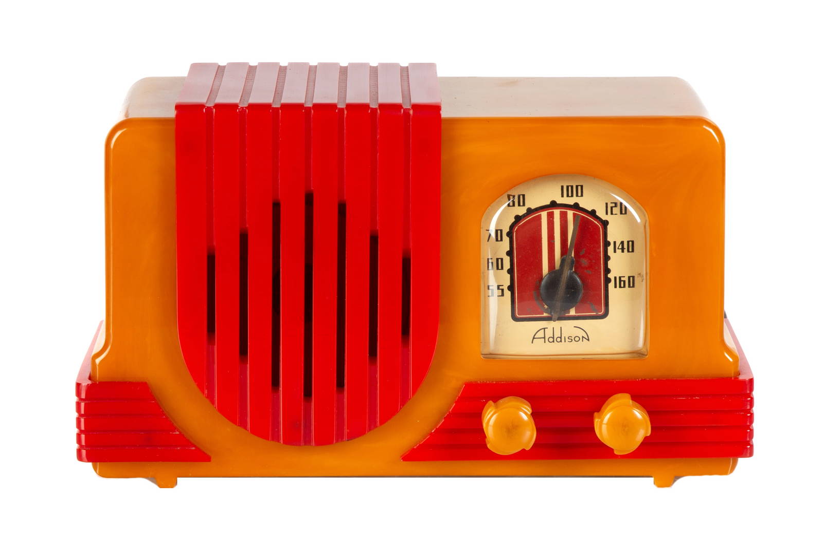 Addison 2 "waterfall" Catalin Radio In Light Yellow And Bright Red Auction