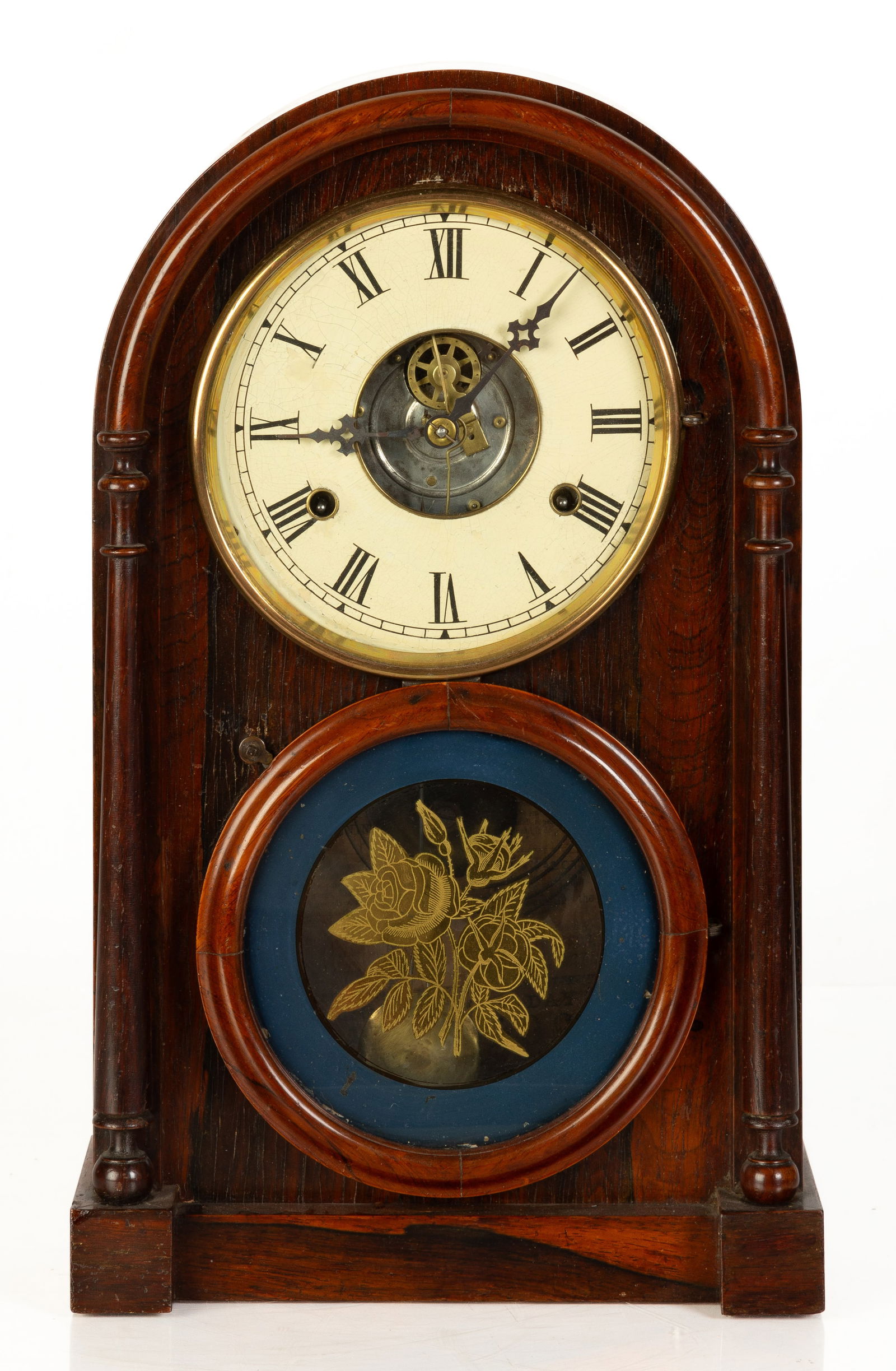 Rare E. Ingraham & Co. Spring Driven Tin Plate Shelf Clock